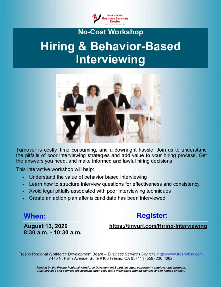 Hiring & Behavior-Based Interviewing - Webinar - Fresno Regional ...